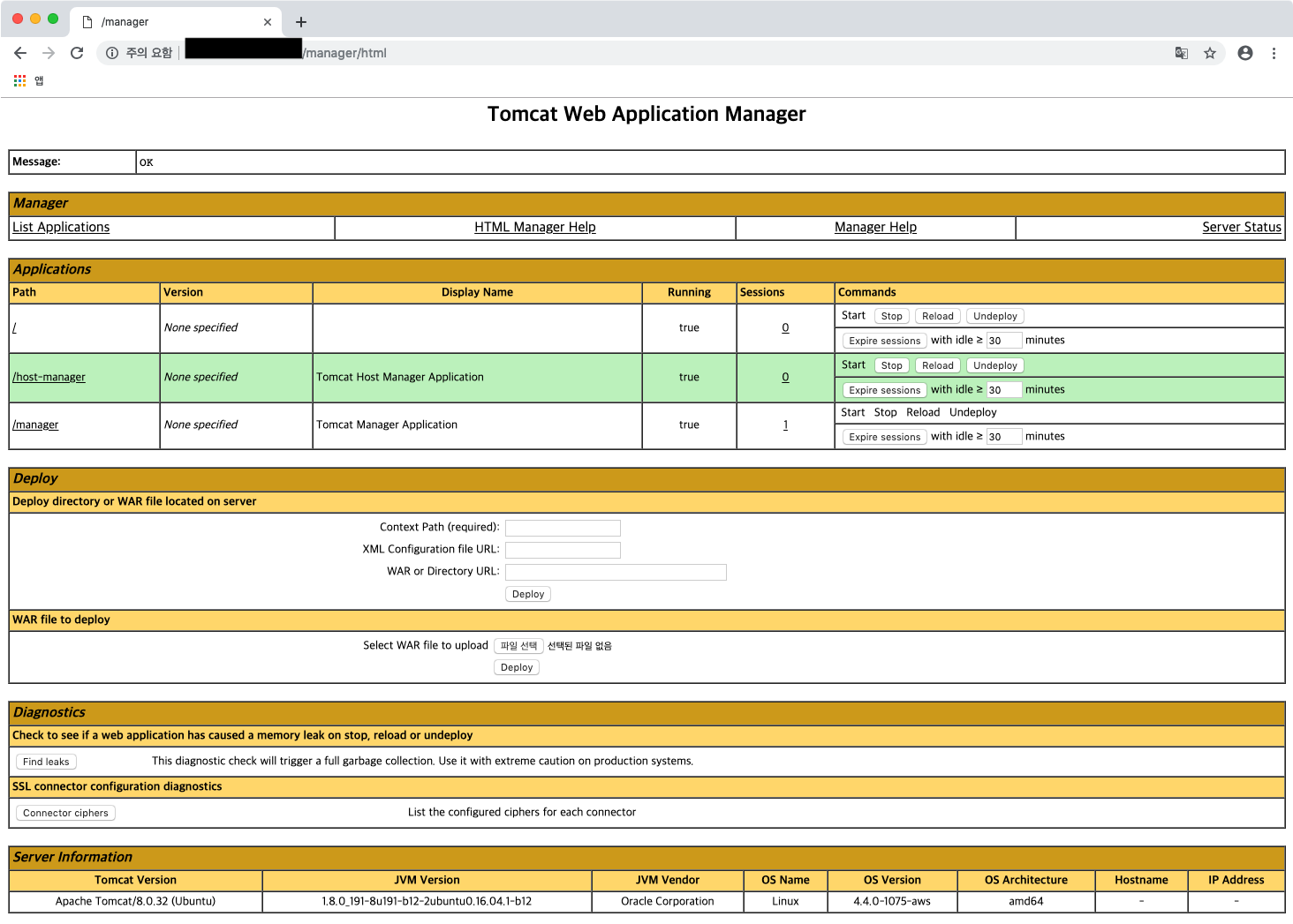 Tomcat Admin Manager 사용하기